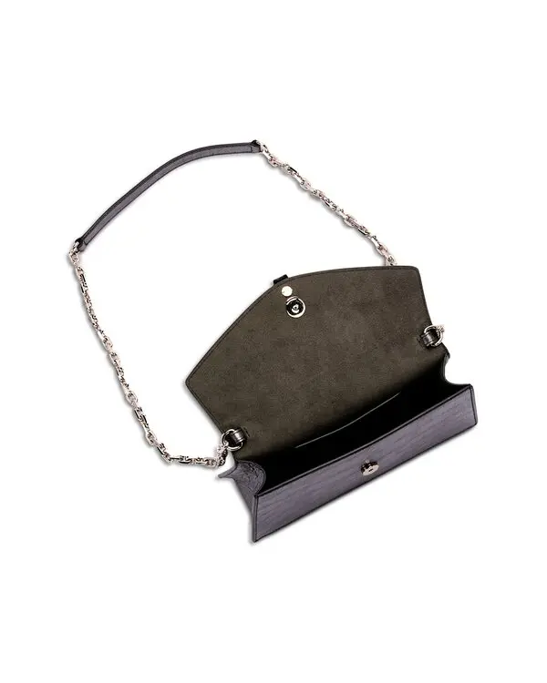 Alexander McQueen Metallic Croc Embossed Leather Shoulder Bag - Cloud Ivory