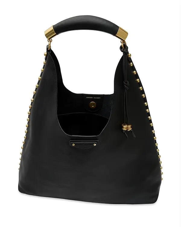 Rebecca Minkoff Nolita Leather Hobo Bag With Stud Embellishments - Black