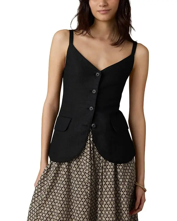 Faherty Brand Sun Strider Milo Vest Striped Linen - Black