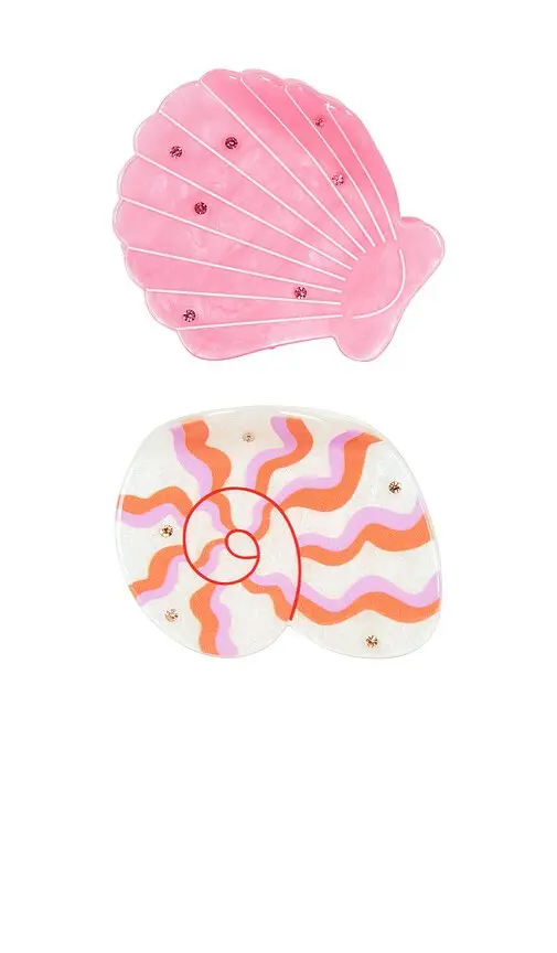 FRASIER STERLING Shell Beach Claw Clip Set In Pink