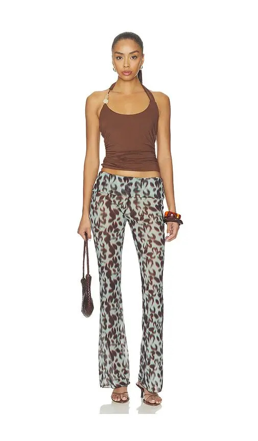 SNDYS. Lexie Twist Halter Tank In Chocolate