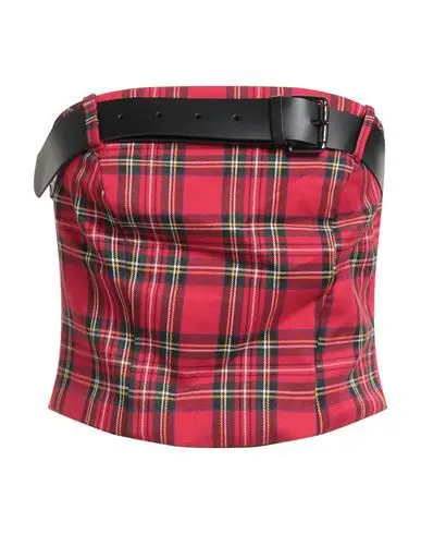 Dixie Tartan Plaid Embellished Cropped Tube Top - Red