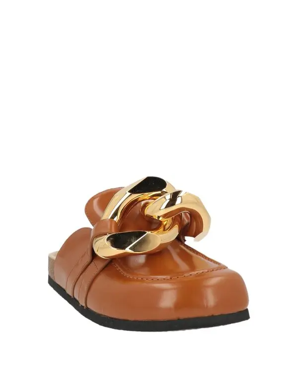 JW Anderson Chain Detail Calfskin Clogs - Brown