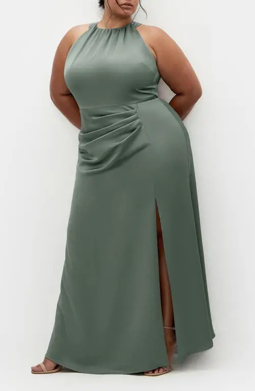 City Chic Celina Pleated Sleeveless Maxi Dress - Sage