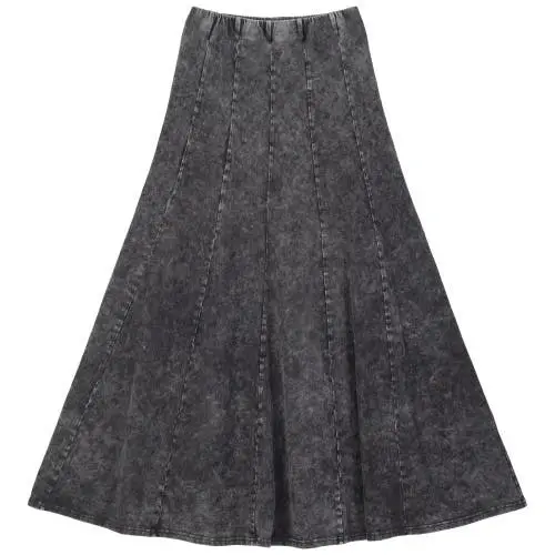 SPADES Mineral Wash Panel Maxi Skirt - Dark Denim Wash