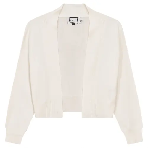 MILAN ITALY Cropped Knit Open Front Cardigan - Cream