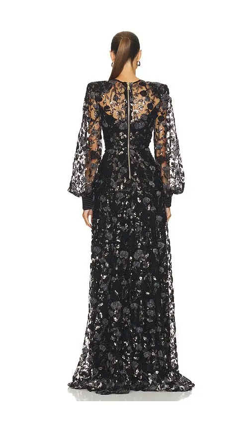 ZHIVAGO Sequin Embellished Puff Sleeve Gown