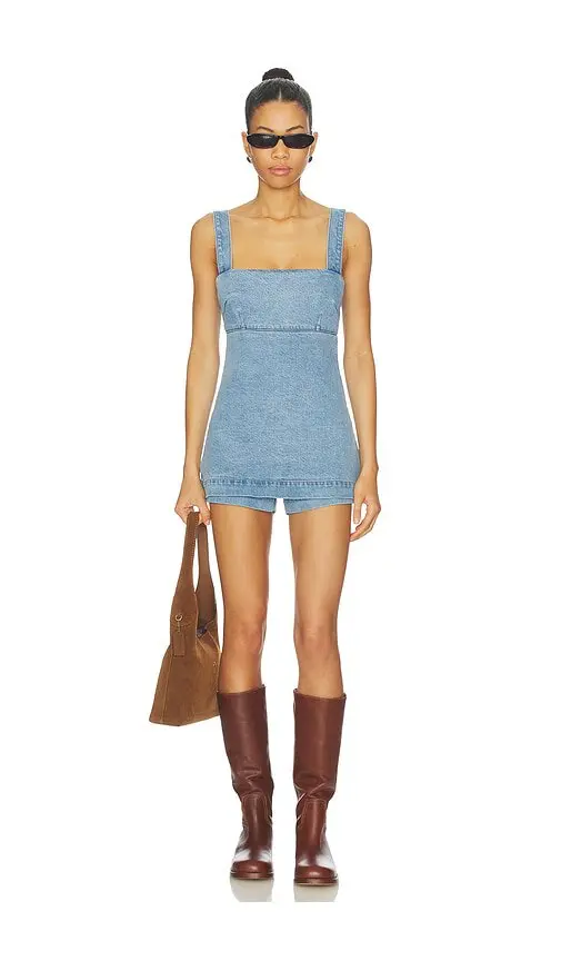 Show Me Your Mumu Denim Romper - Blue