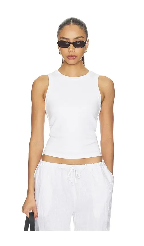 PERFECTWHITETEE Daphne Structured Rib High Neck Tank
