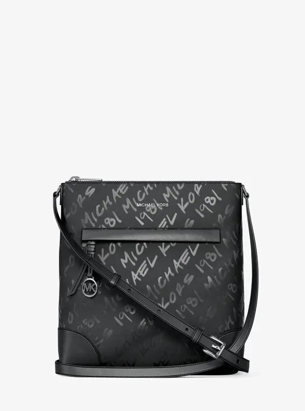 Michael Kors Prescott Small Logo Printed Nylon Crossbody Bag - Black