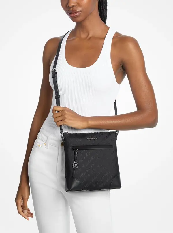 Michael Kors Prescott Small Logo Printed Nylon Crossbody Bag