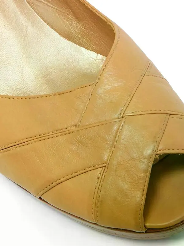 STUART WEITZMAN Beige Leather Peep Toe Platform Pumps