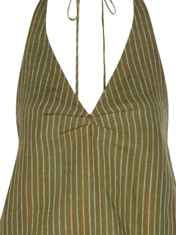 Staud Corso Linen Halterneck Top - Brown