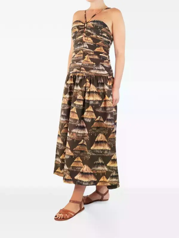 Farm Rio Printed Halterneck Midi Dress