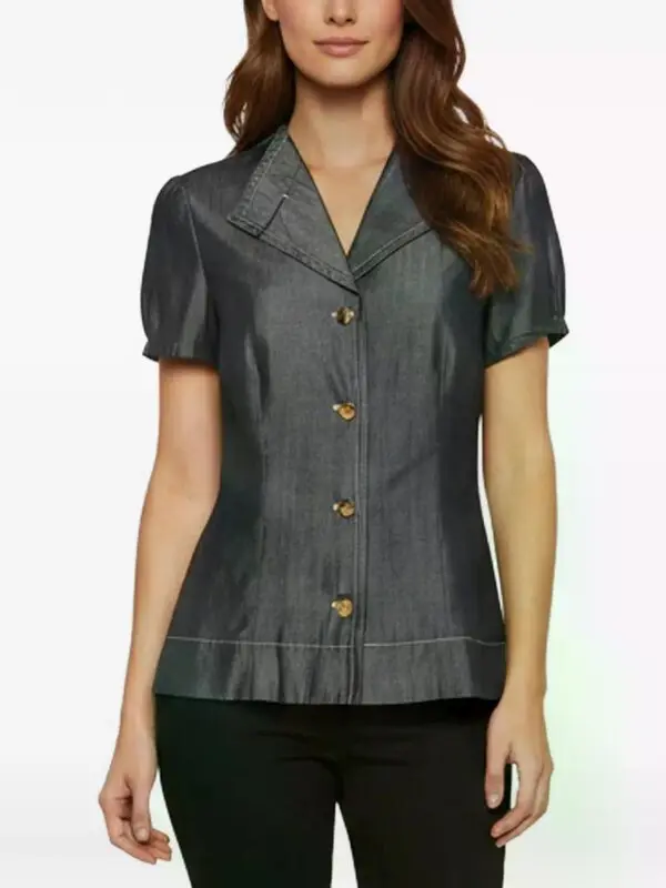 Dior Short-sleeve Chambray Top
