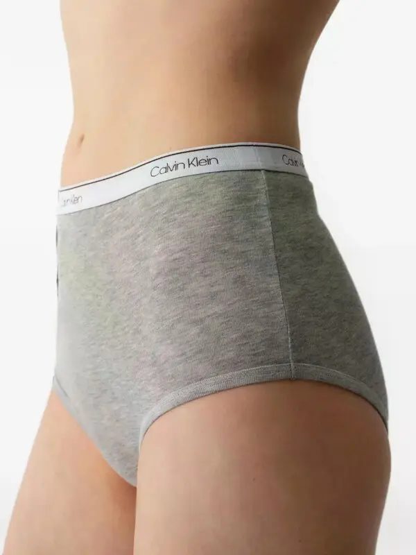 Calvin Klein Logo-waistband High-waist Briefs - Grey