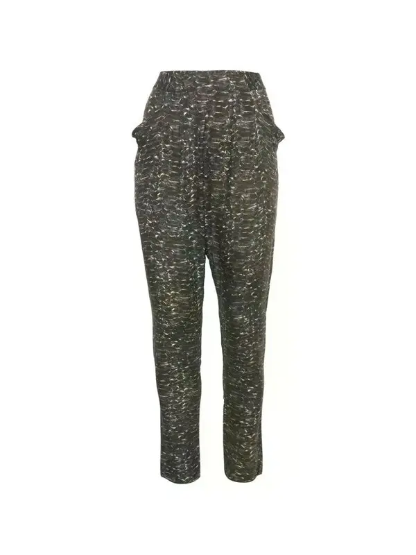 JOSEPH Grey Silk Animal Print Tapered Trousers
