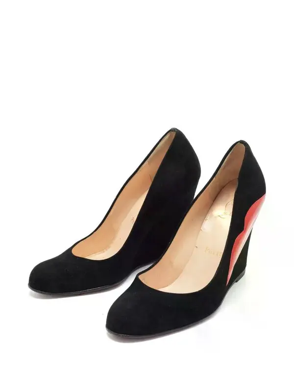 CHRISTIAN LOUBOUTIN Suede Lip-patch Wedge Pumps