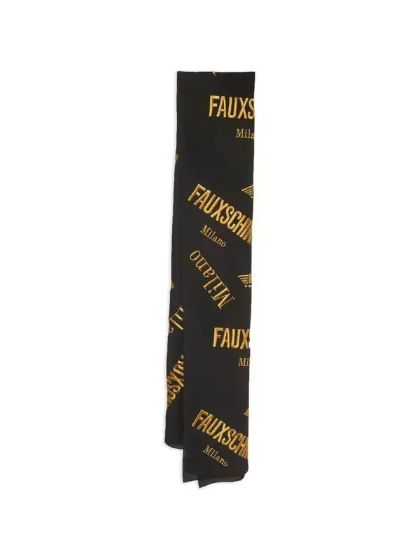 Moschino Embroidered Logo Scarf - Black