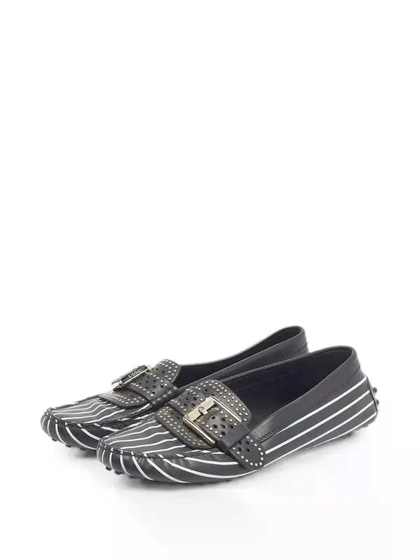 TOD'S Stripe-print Embellished Loafers