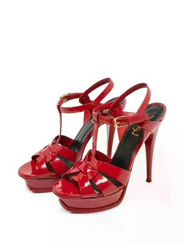Saint Laurent Tribute Leather Platform Heeled Sandals