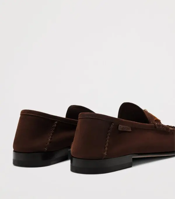 TOM FORD Suede T Penny Loafers - Brown