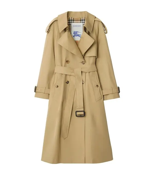 Burberry Long Gabardine Fitzrovia Trench Coat - Beige