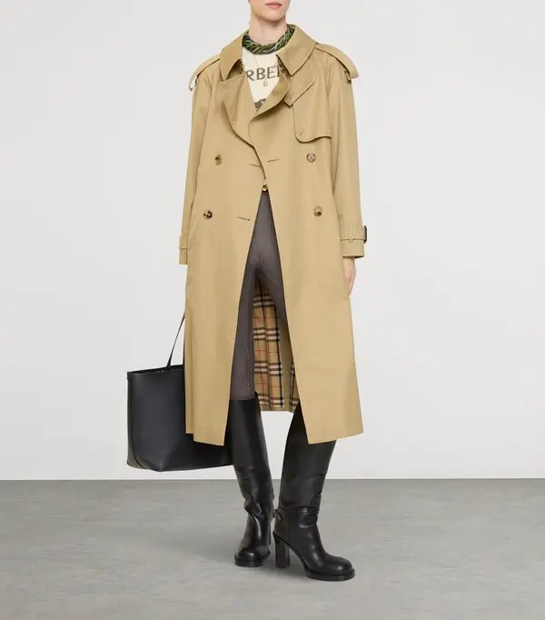 Burberry Long Fitzrovia Gabardine Trench Coat - Beige