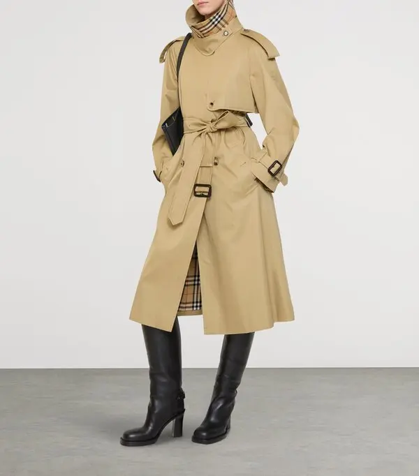 Burberry Long Fitzrovia Gabardine Trench Coat - Beige