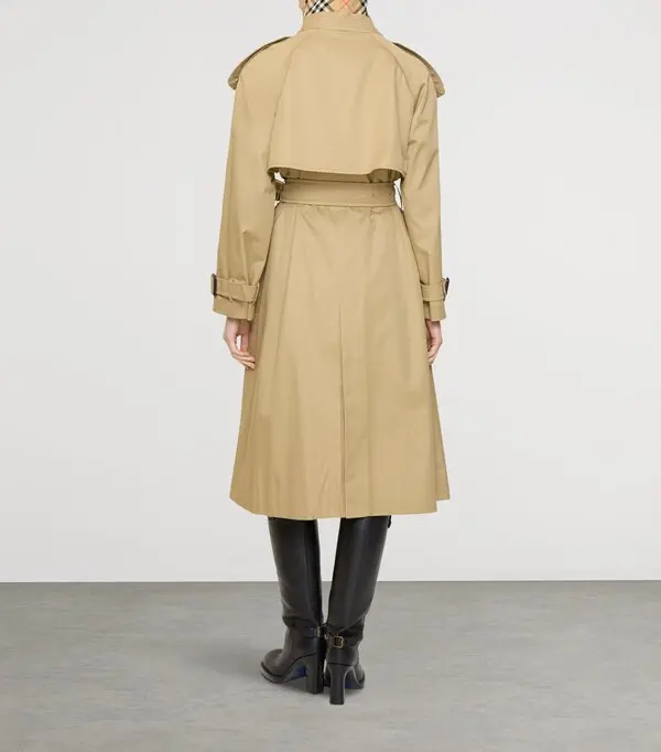 Burberry Long Fitzrovia Gabardine Trench Coat - Beige