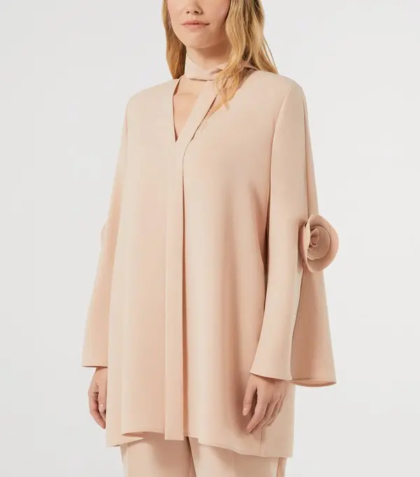 Marina Rinaldi Cady Floral Appliqué Blouse