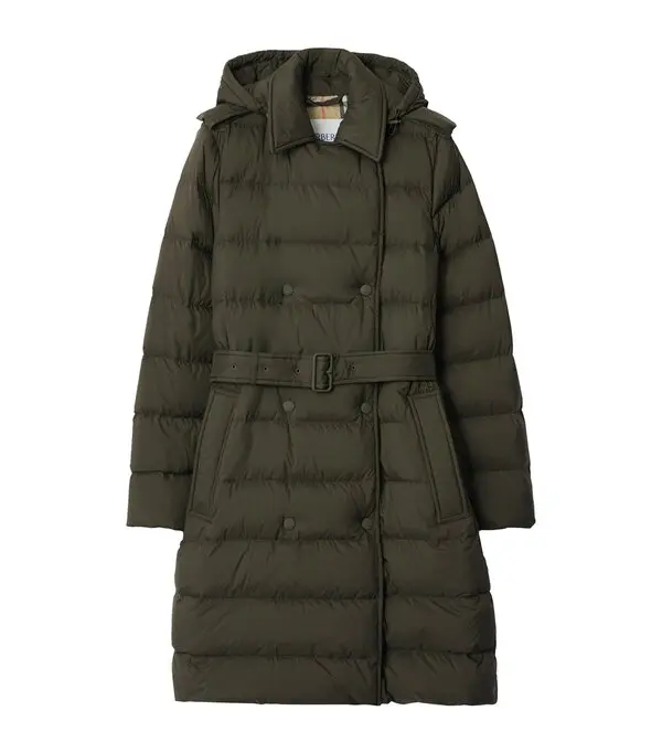 Burberry Hooded Puffer Coat - Green