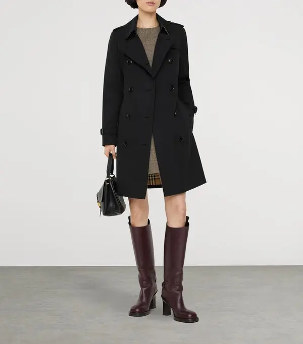 Burberry Chelsea Heritage Gabardine Trench Coat - Black
