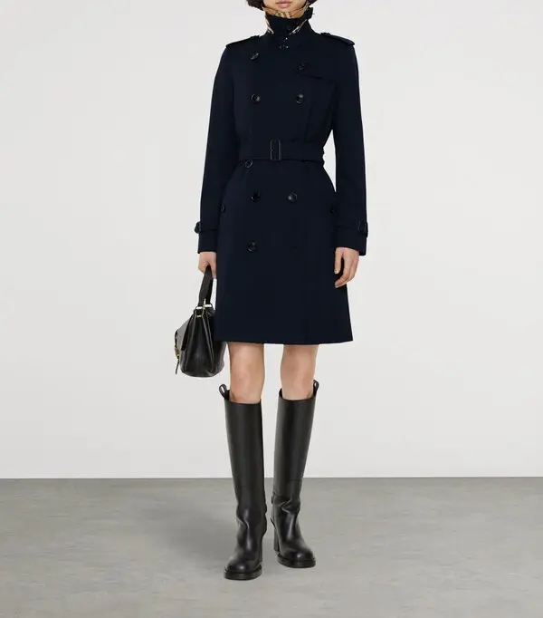 Burberry Gabardine Chelsea Heritage Trench Coat - Navy