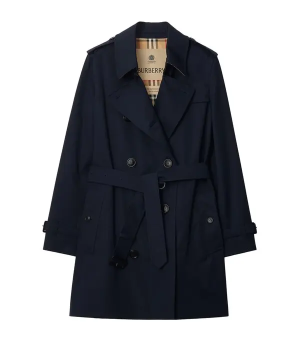 Burberry Gabardine Kensington Heritage Trench Coat - Navy