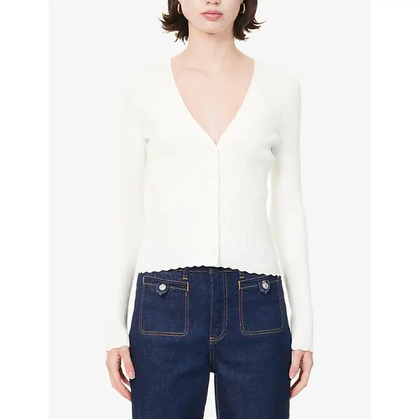 Paige Crimson Stretch-rib Knitted Cardigan
