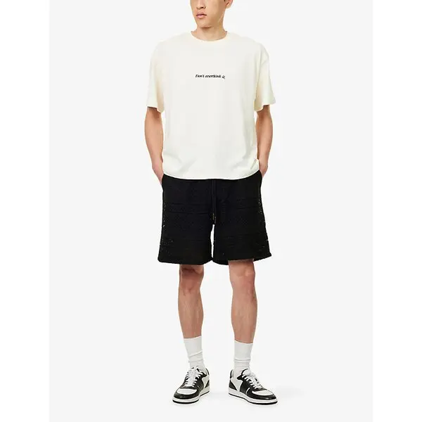 HONOR THE GIFT Drawstring Waistband Pointelle Crochet-knit Shorts