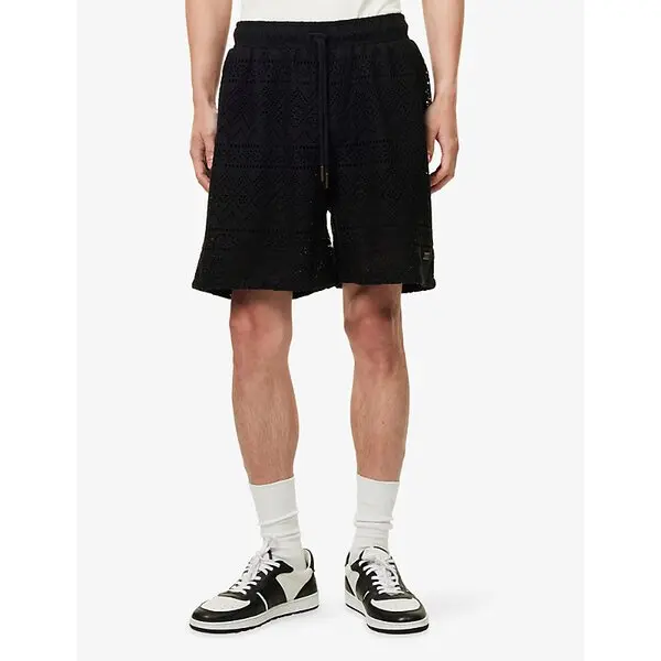HONOR THE GIFT Drawstring Waistband Pointelle Crochet-knit Shorts