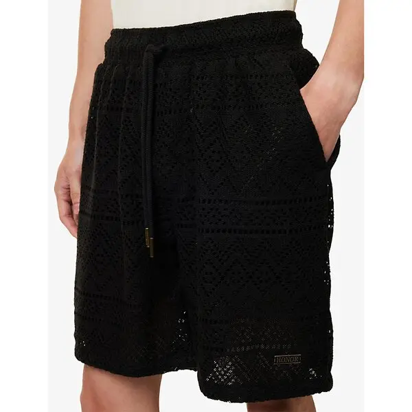 HONOR THE GIFT Drawstring Waistband Pointelle Crochet-knit Shorts