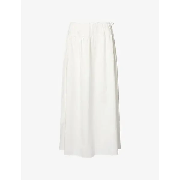 DEIJI STUDIOS Tie-detail Checked Cotton Maxi Skirt - White Texture