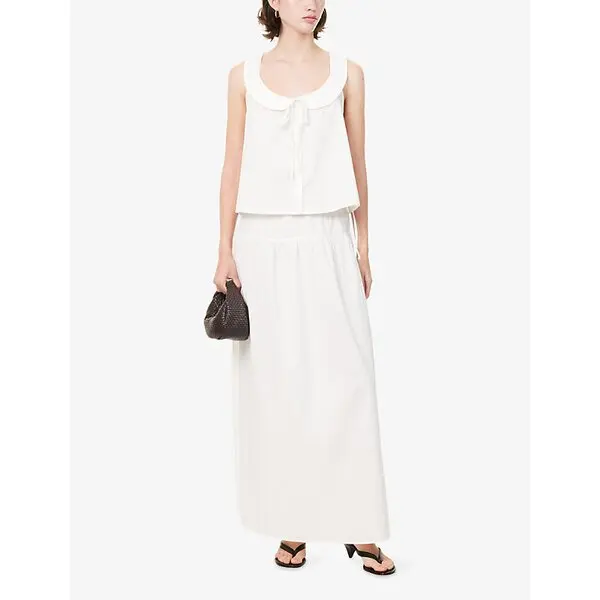 DEIJI STUDIOS Tie-detail Checked Cotton Maxi Skirt
