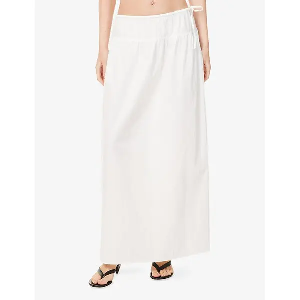 DEIJI STUDIOS Tie-detail Checked Cotton Maxi Skirt