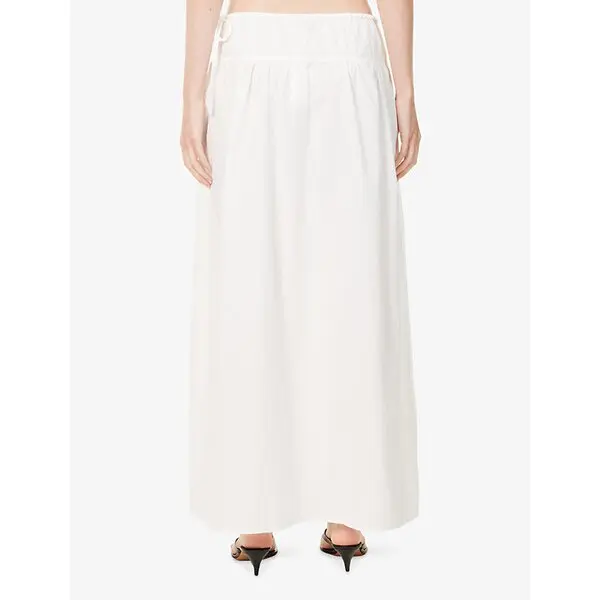DEIJI STUDIOS Tie-detail Checked Cotton Maxi Skirt