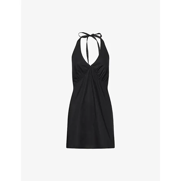 DEIJI STUDIOS Cinched Halter Cotton Mini Dress