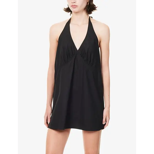 DEIJI STUDIOS Cinched Halter Cotton Mini Dress