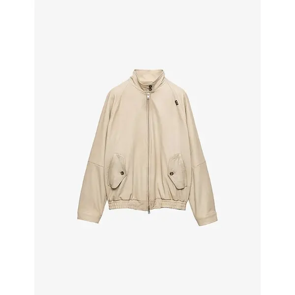 Prada Stand-collar Nappa Leather Blouson Jacket - Neutral