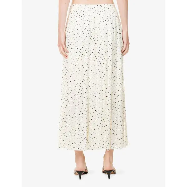 Theory Polka-dot Pleat Woven Maxi Skirt