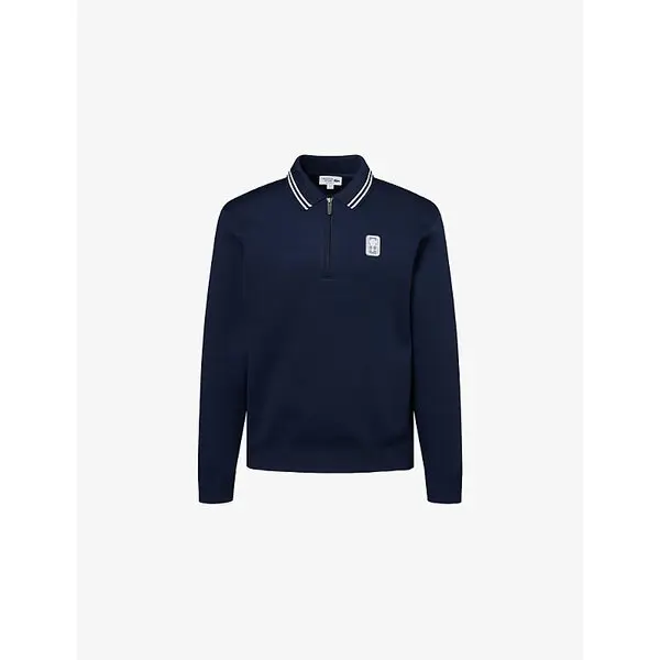 Lacoste Tennis Heritage Quarter-zip Jersey Sweatshirt - Navy