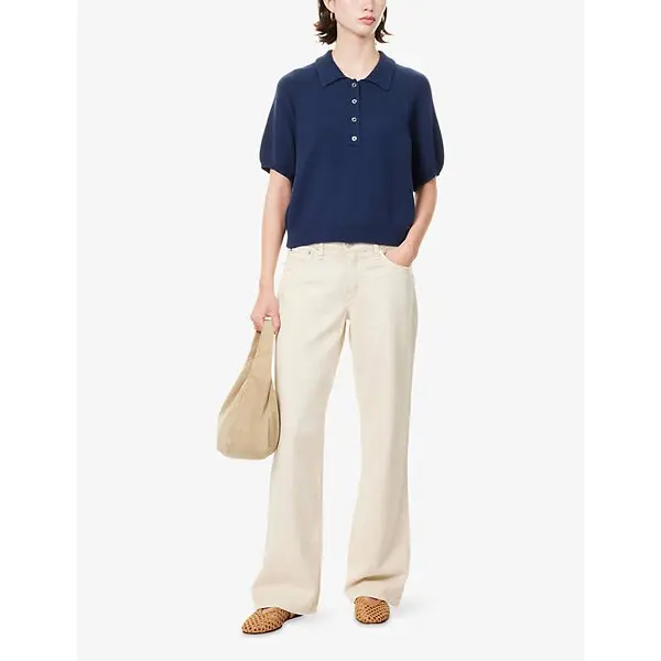 Paige Birch Cropped Cotton-blend Polo Top