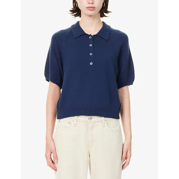 Paige Birch Cropped Cotton-blend Polo Top